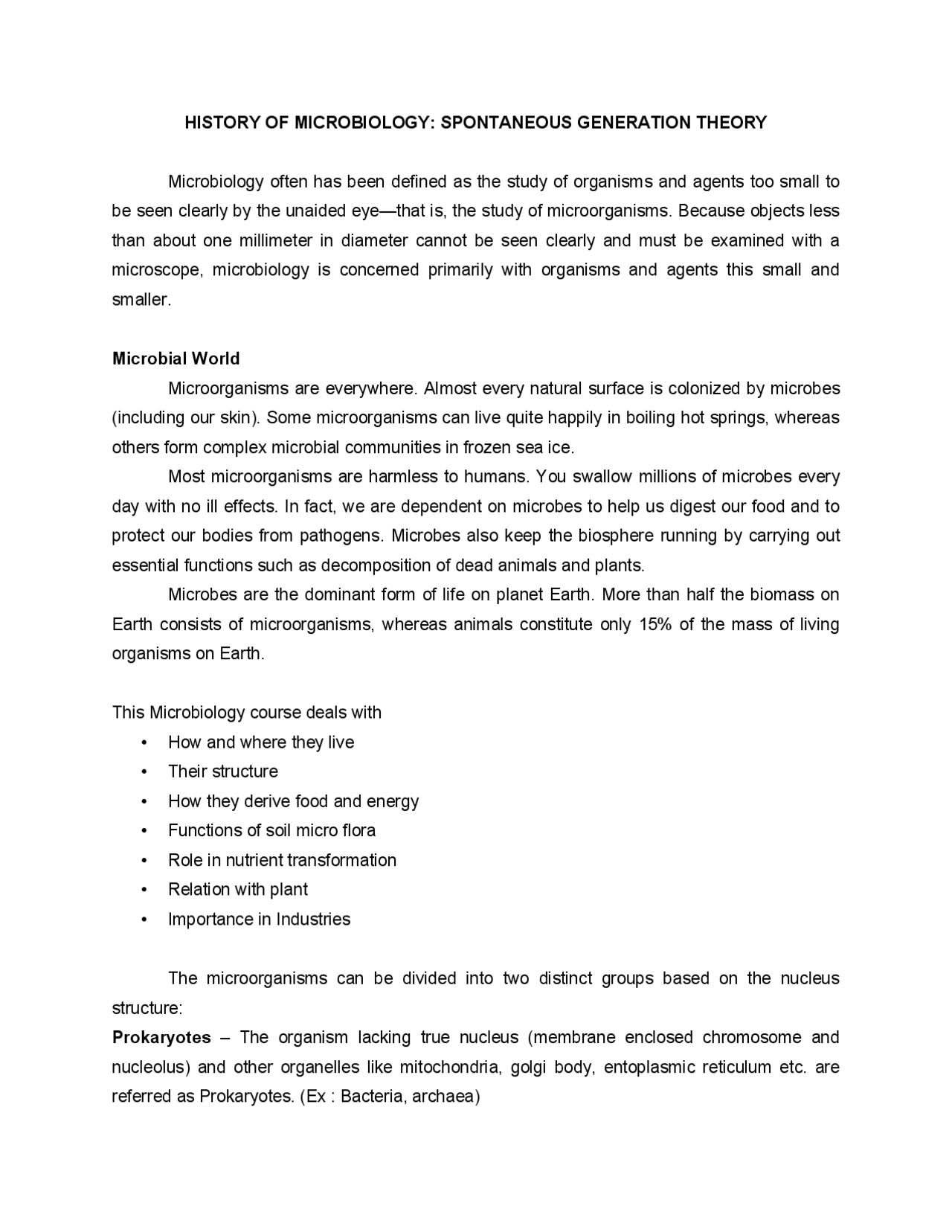 History Of Microbiology Spontaneous Generation Theory Slides