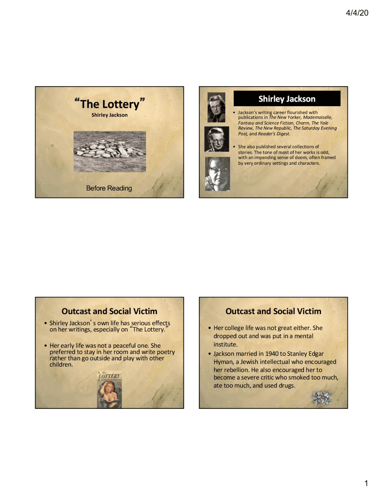 The Lottery PowerPoint | Exercises History | Docsity
