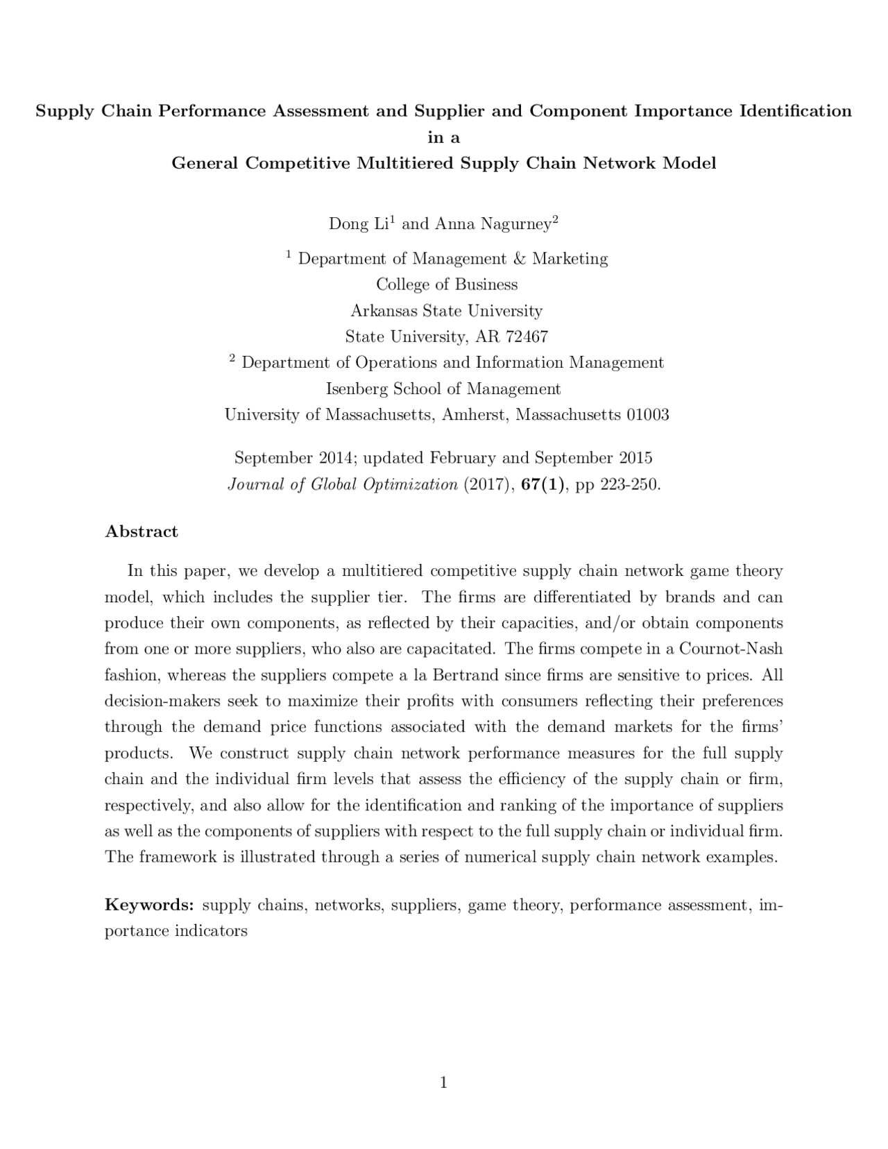 Supply Chain Performance Assessment And Supplier And Summaries