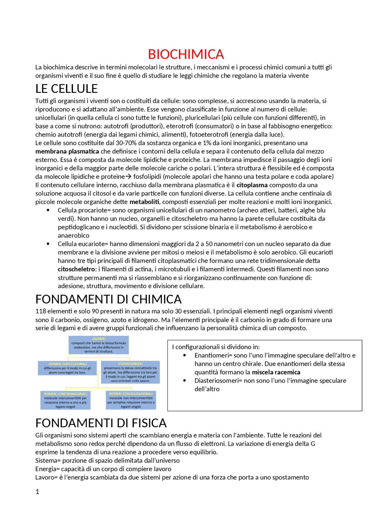 Appunti di biochimica | Appunti di Biochimica | Docsity