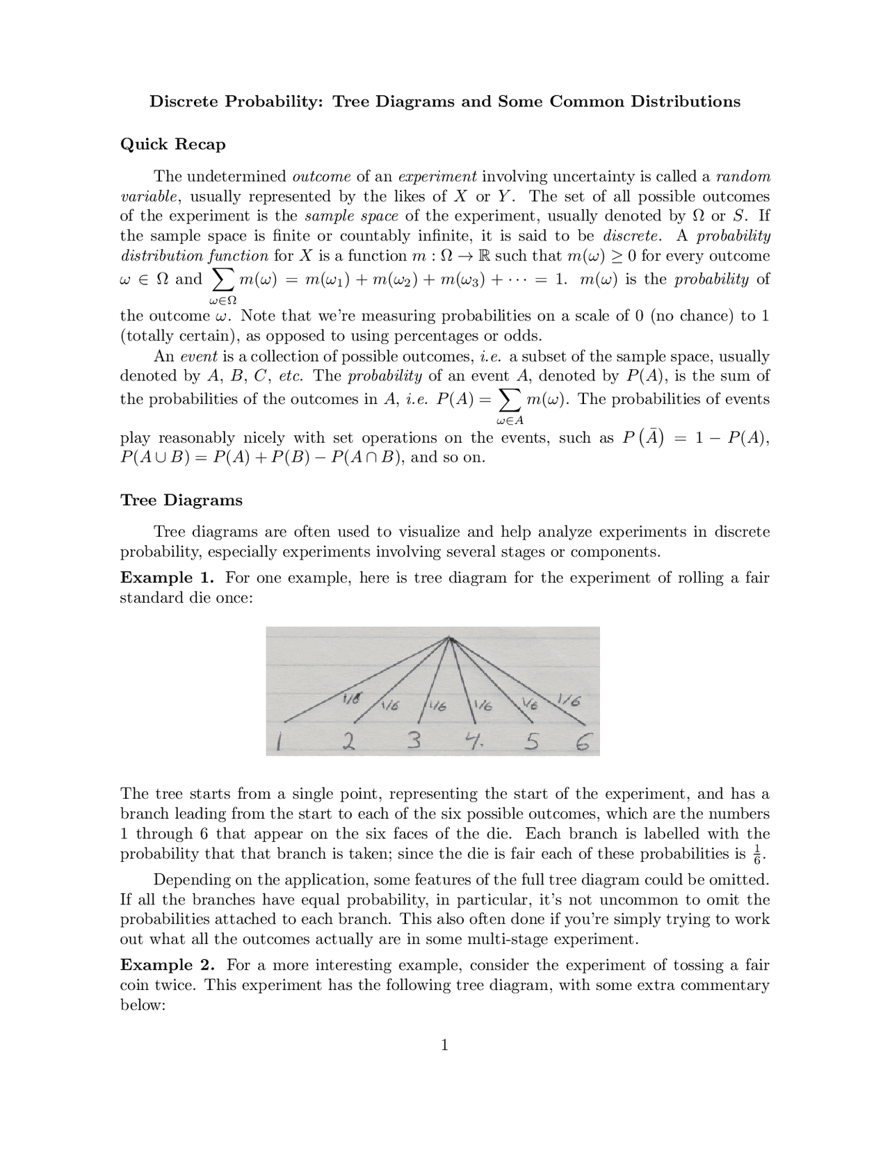 Discrete Probability: Tree Diagrams and Some Common ... | Slides ...
