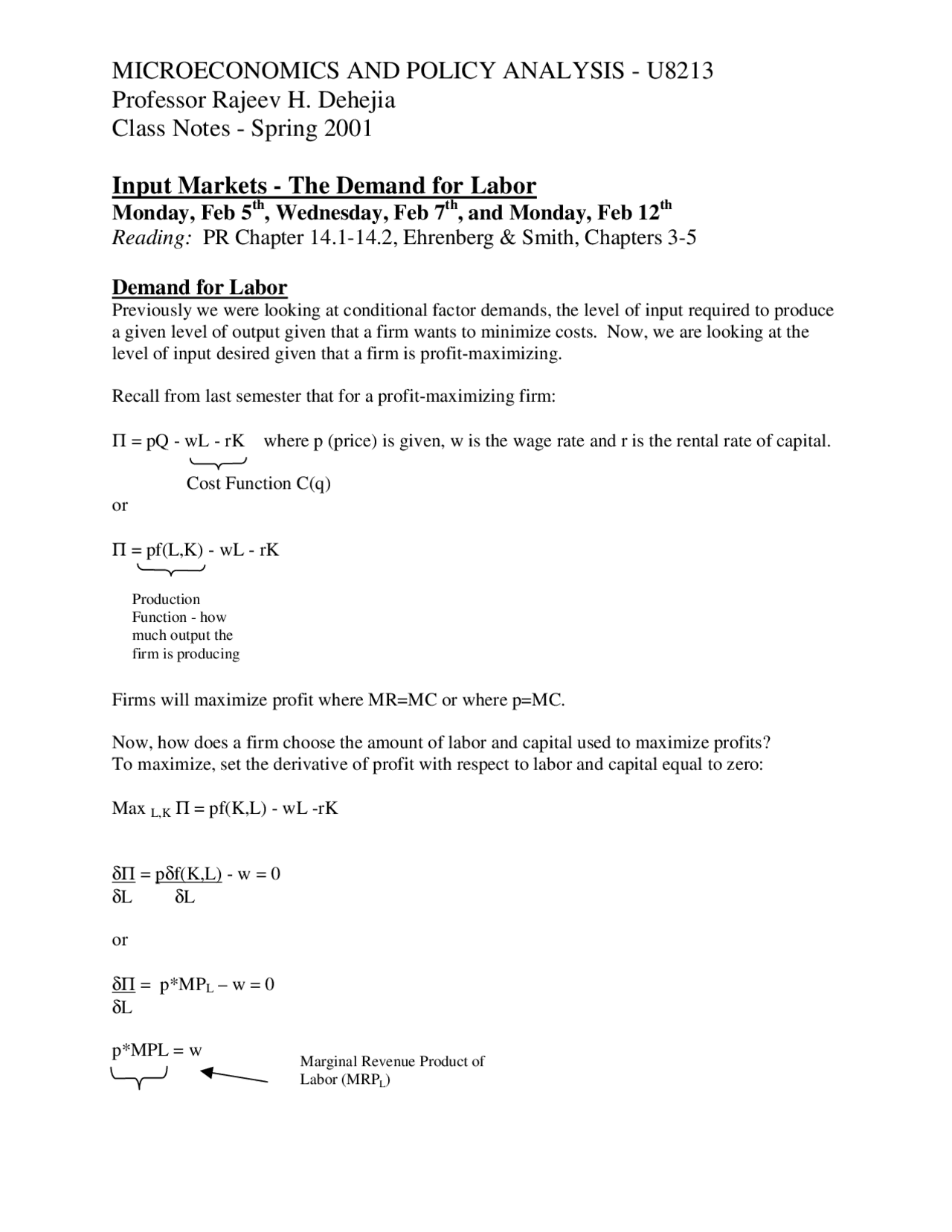 Microeconomics And Policy Analysis Lecture Notes Microeconomics Docsity