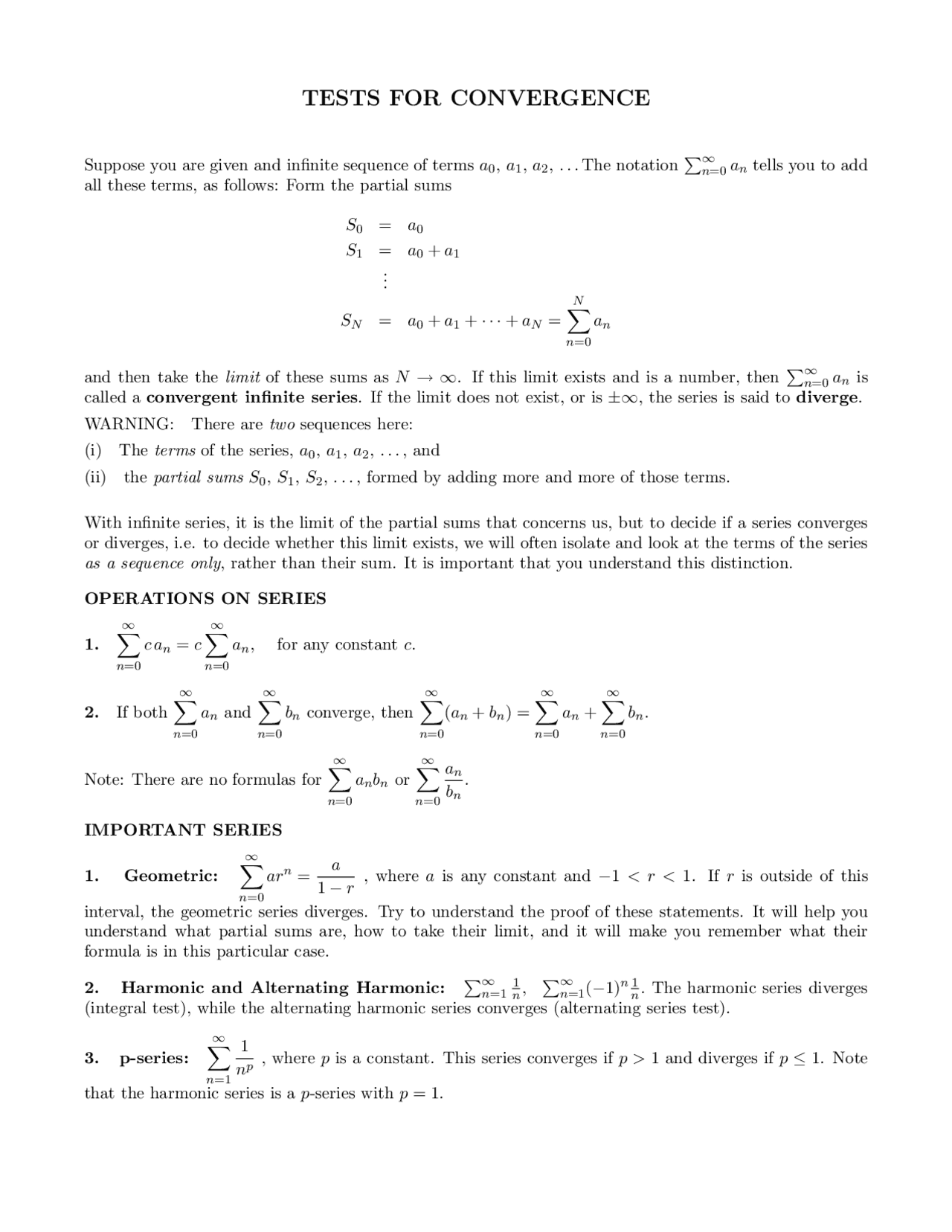 Tests For Convergence Exercises Signals And Systems Docsity