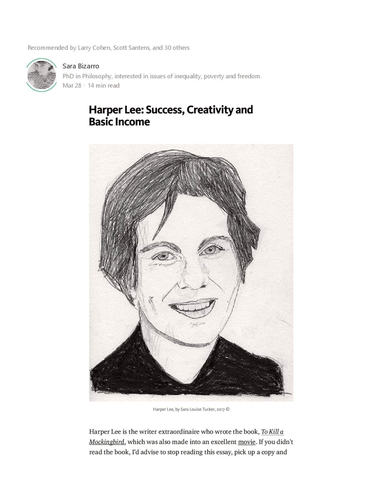 Harper Lee: Success, Creativity and Basic Income | Study notes ...