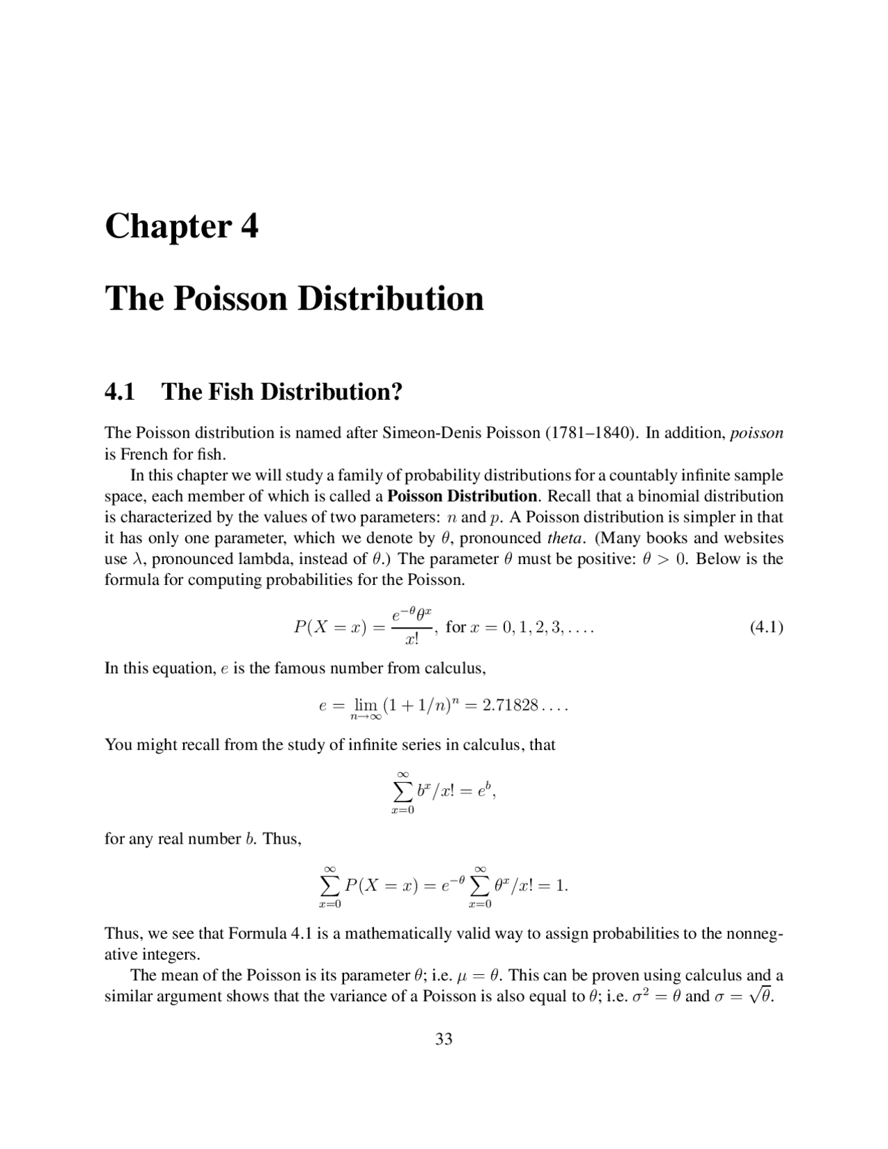 Chapter 4 The Poisson Distribution | Lecture notes Calculus | Docsity