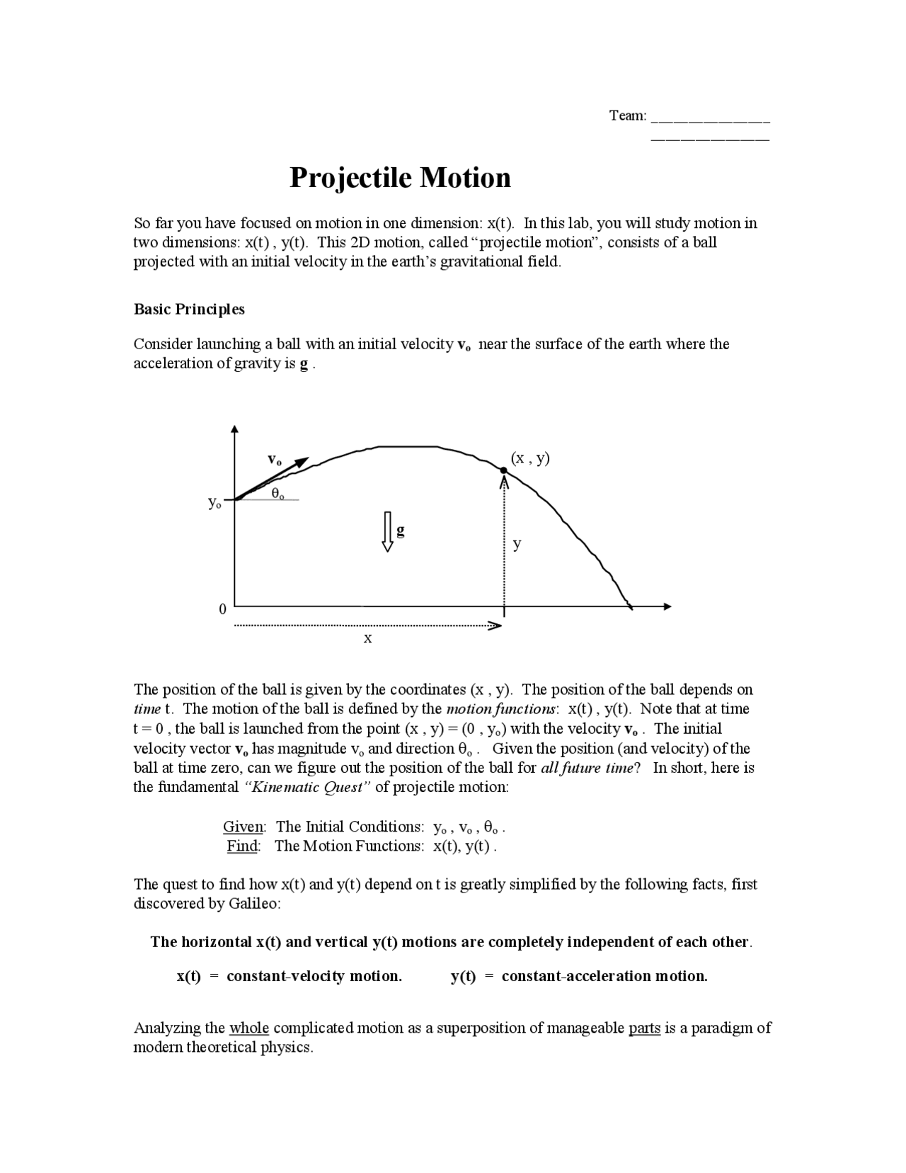 Projectile Motion Exams Physics Docsity