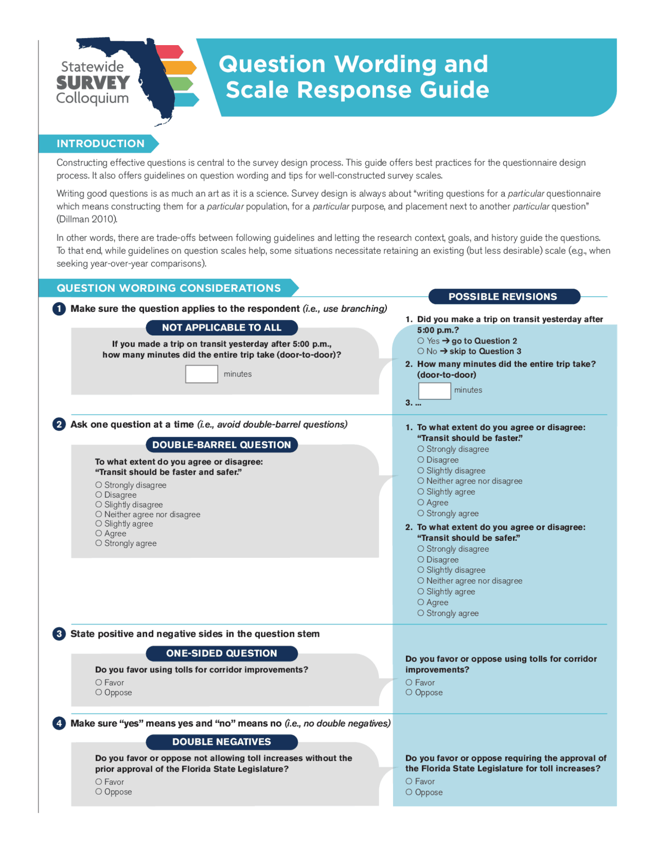 Question Wording and Scale Response Guide | Exercises Design | Docsity