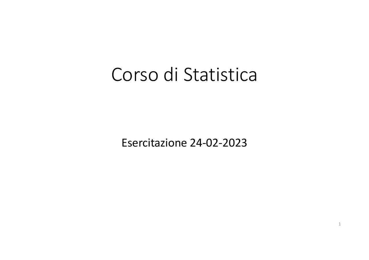 ESERCITAZIONE PRIMA PARTE STATISTICA | Esercizi di Statica | Docsity