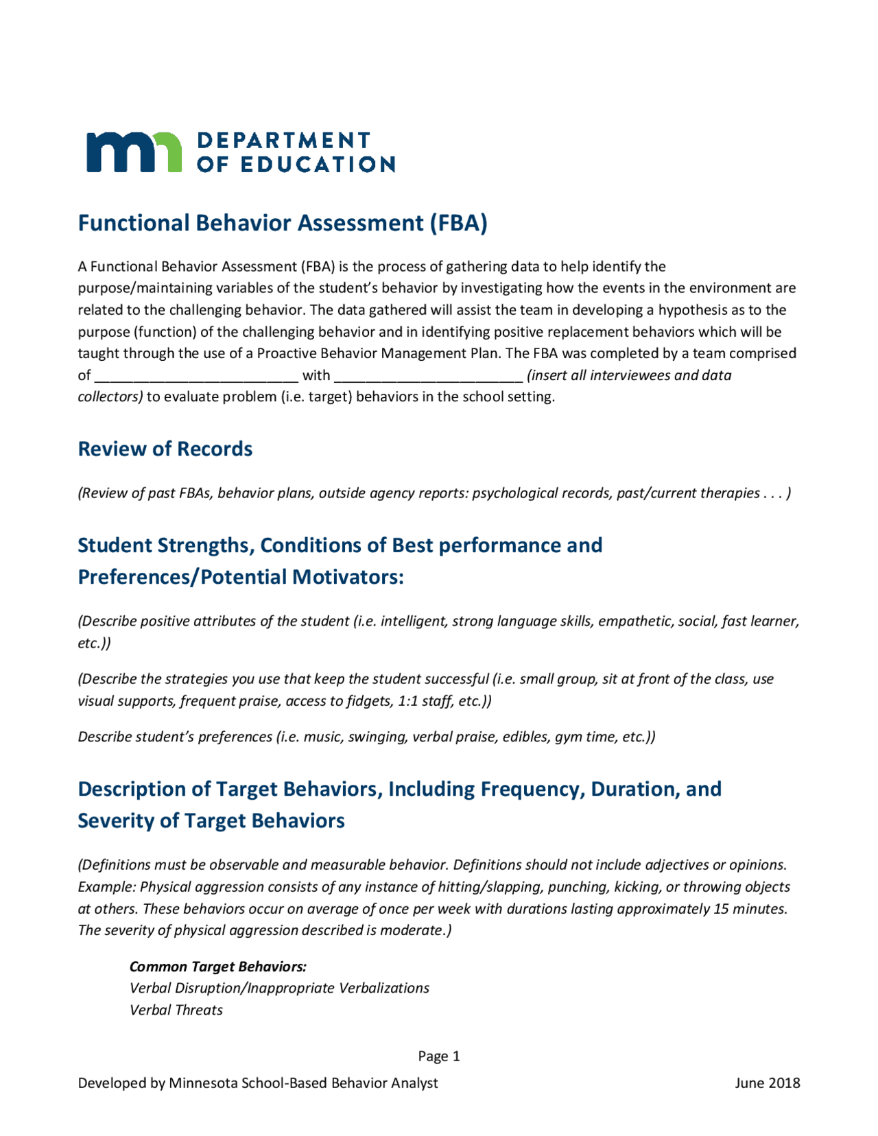 Functional Behavior Assessment Fba Slides Music Docsity