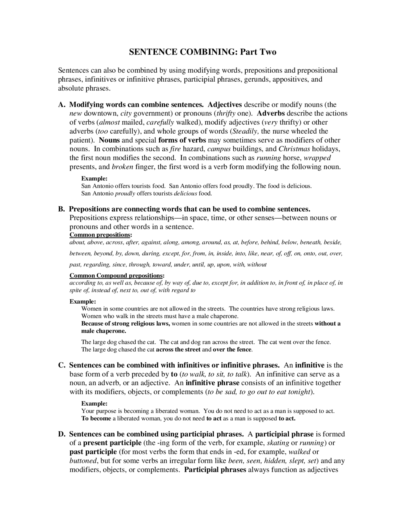 Sentence Combining, Part Two | Schemes and Mind Maps English | Docsity