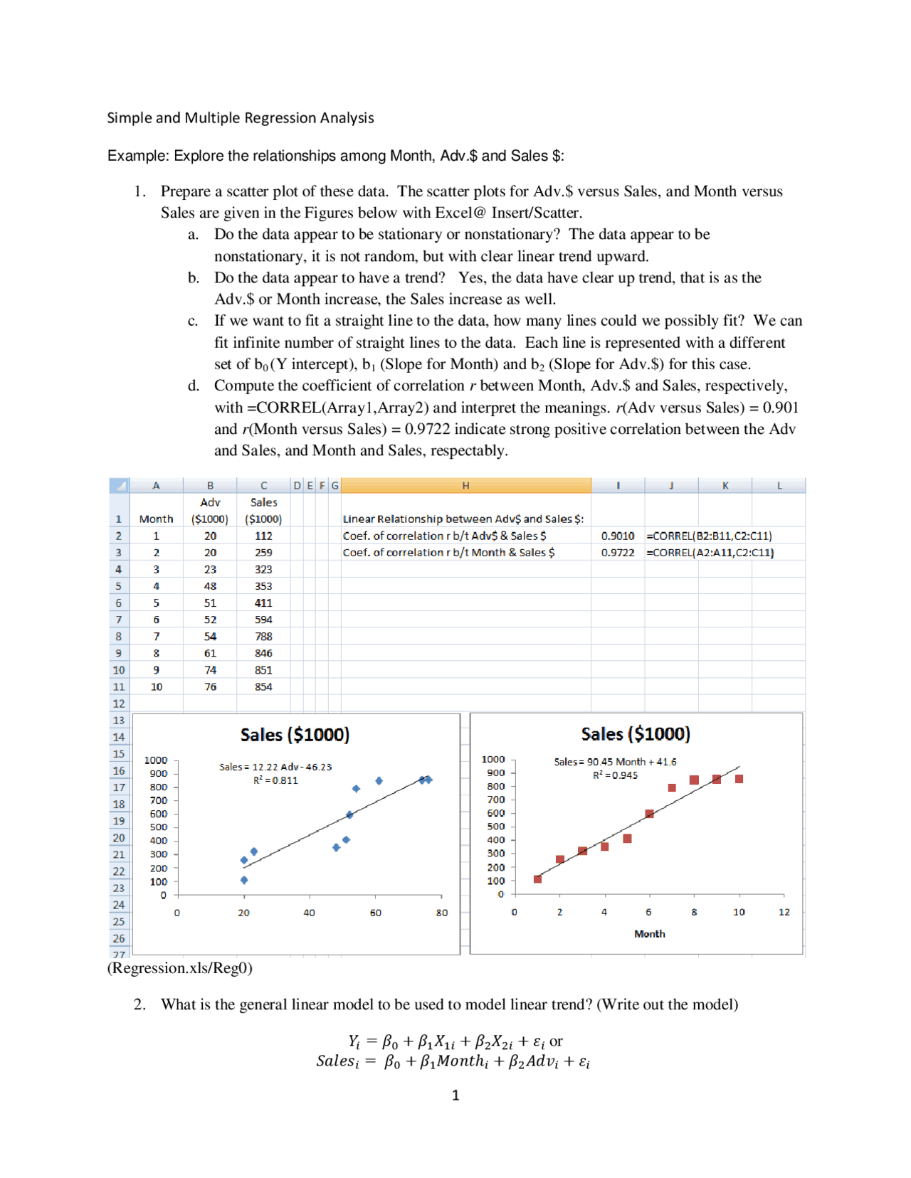 1 Simple and Multiple Regression Analysis 1. Prepare a ... | Schemes and Mind Maps Business ...