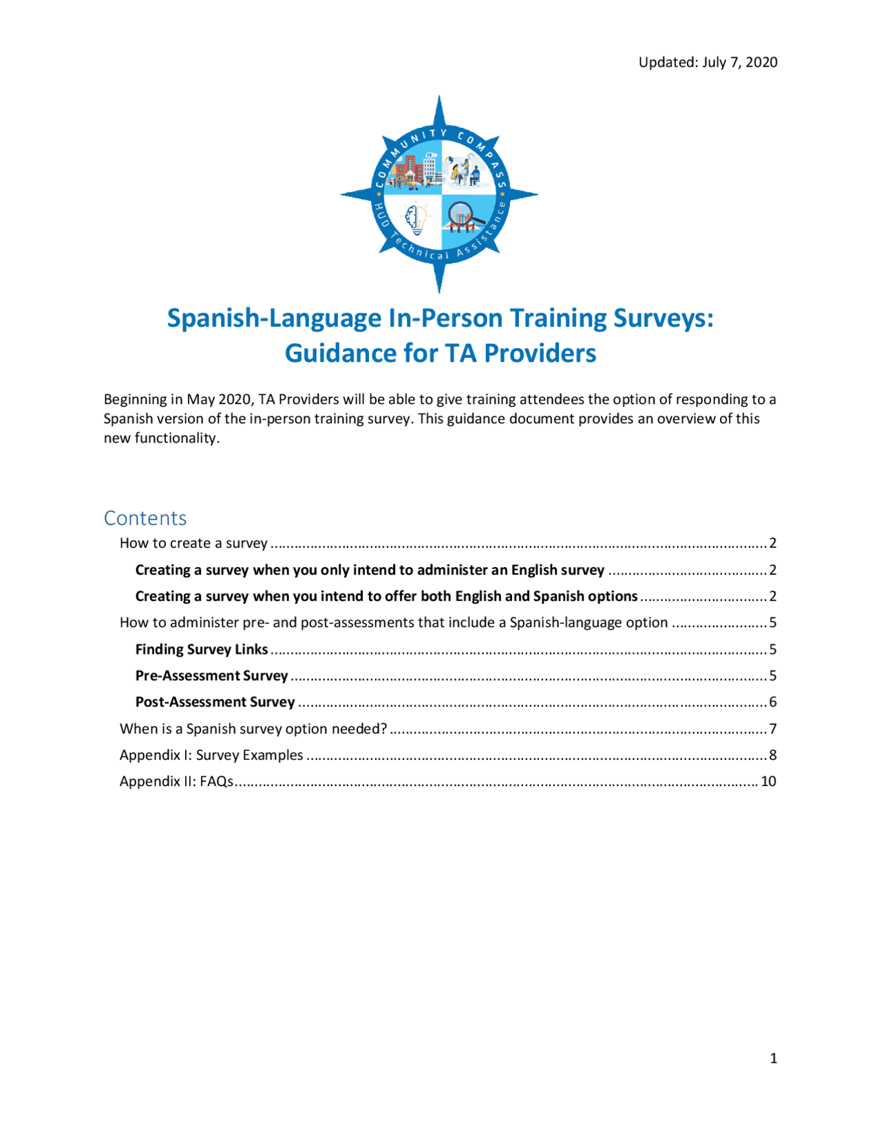 Spanish Language In-Person Training Surveys | Exams English | Docsity
