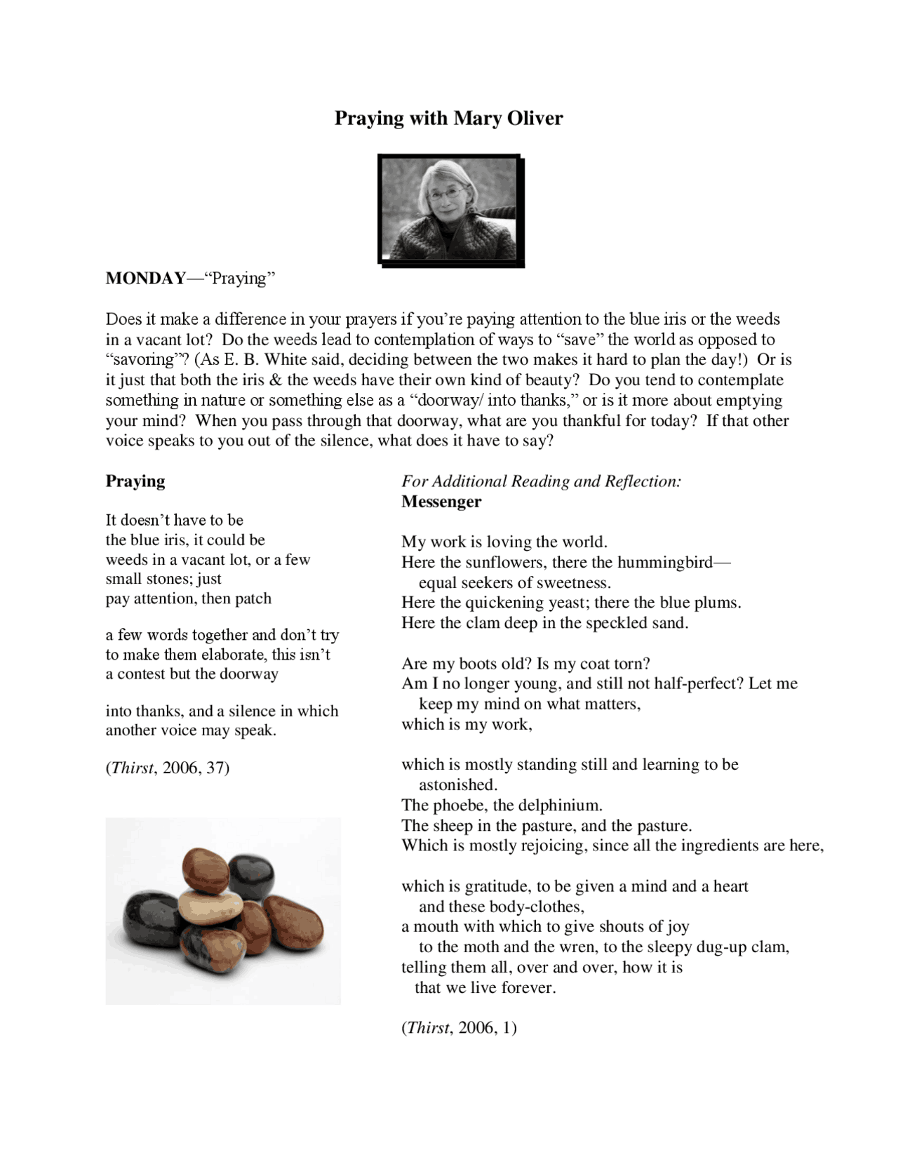 Praying with Mary Oliver | Schemes and Mind Maps Voice | Docsity