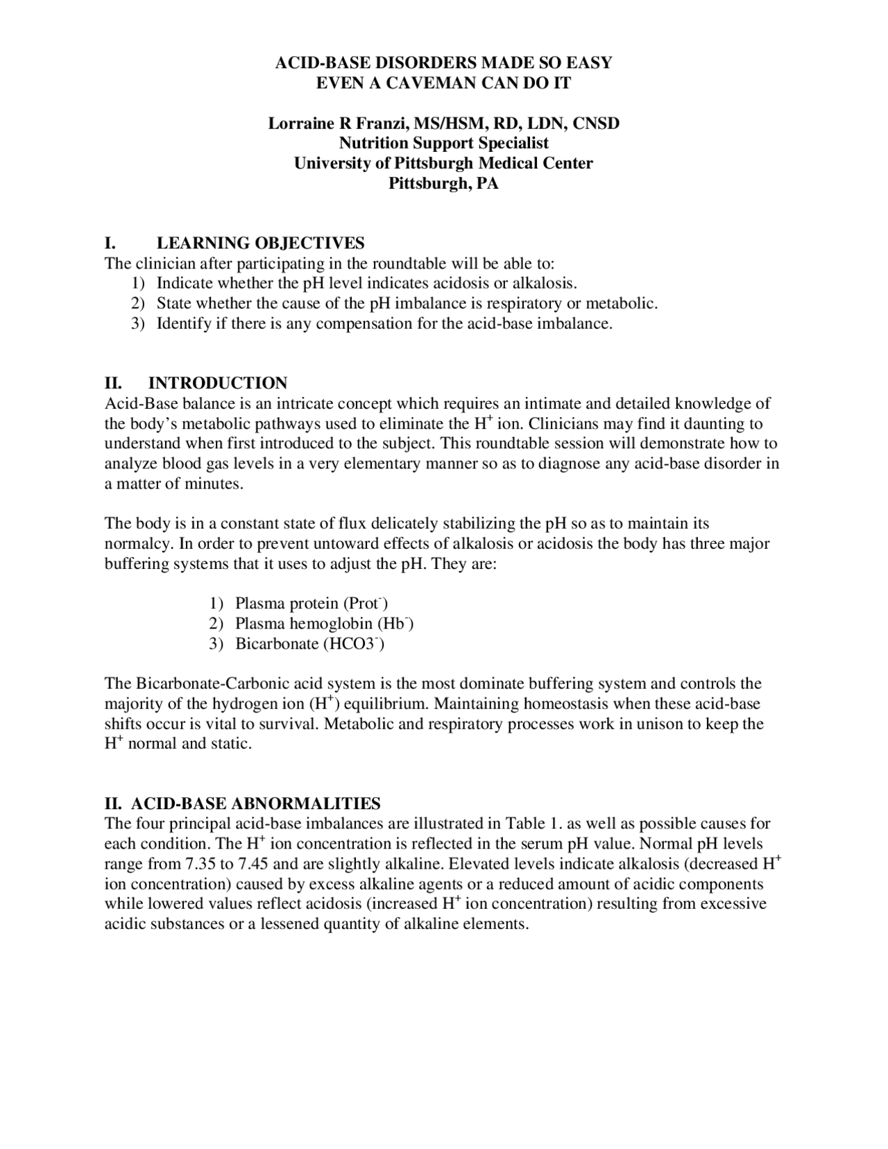 acid-base disorders made so easy | Summaries Nutrition | Docsity