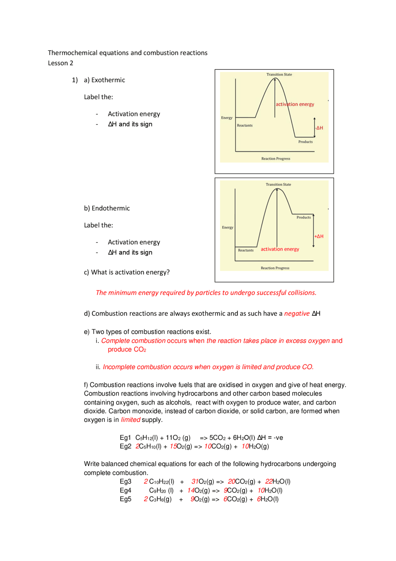 Thermochemical equations and combustion reactions Lesson 2 | Study ...