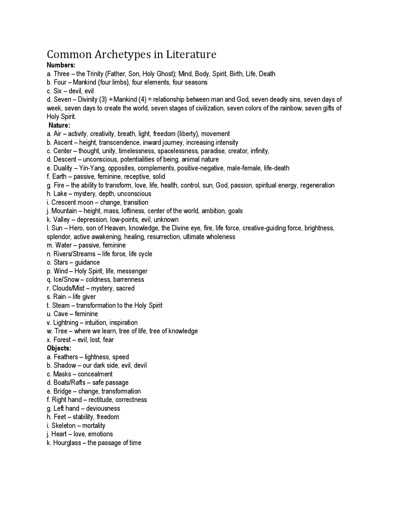 Common Archetypes in Literature | Exams Literature | Docsity