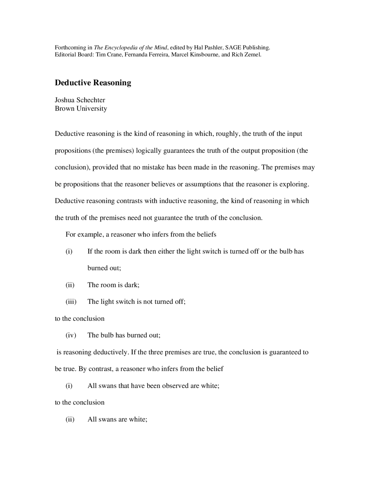 Deductive Reasoning | Exams Reasoning | Docsity