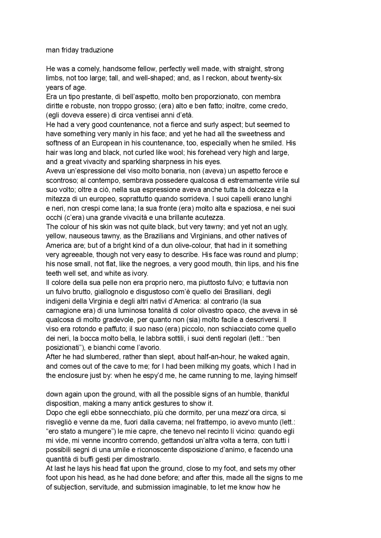 Traduzione man friday ROBINSON CRUSOE | Schemi e mappe concettuali di ...