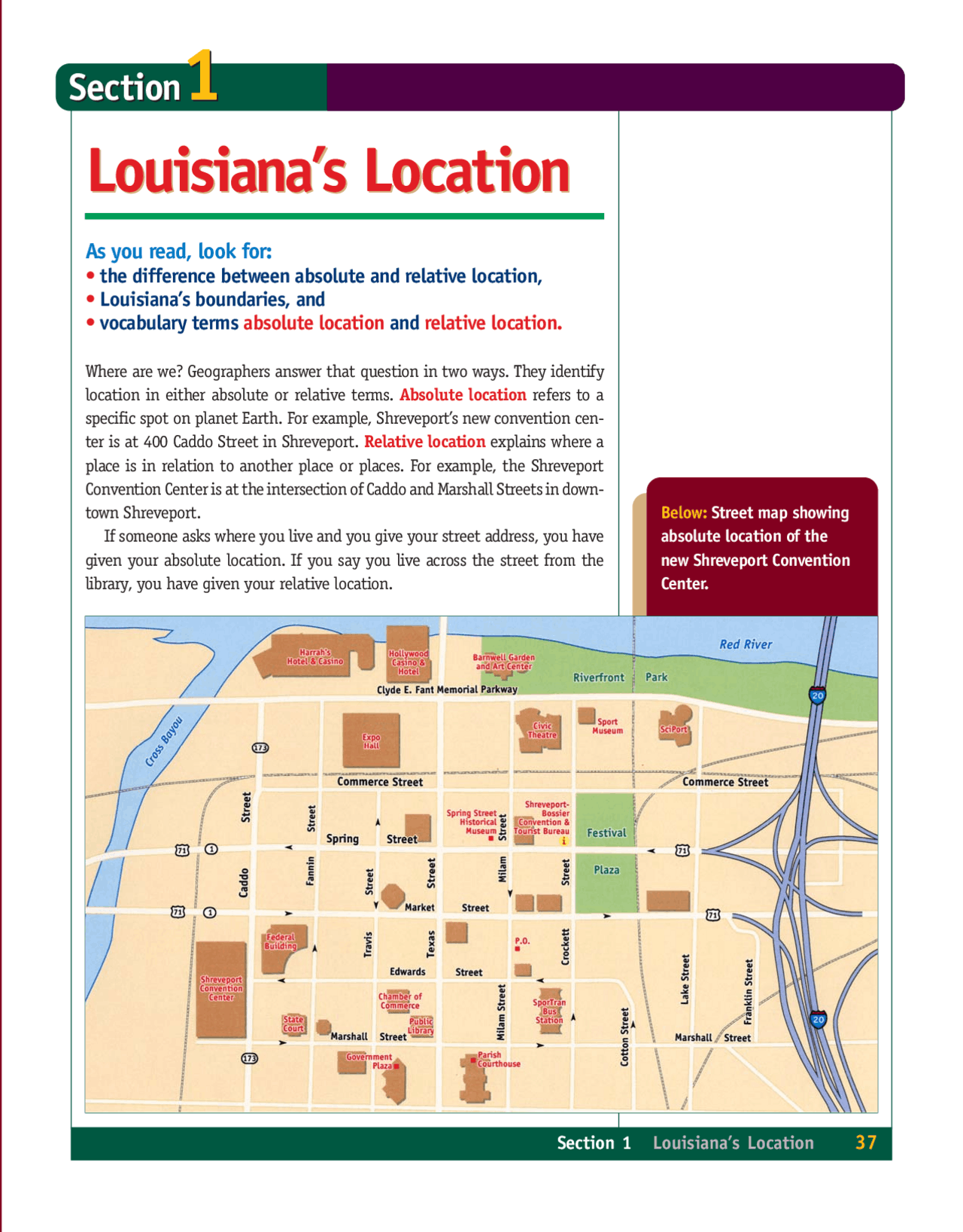 Section1 - Louisiana's Location | Slides Geography | Docsity