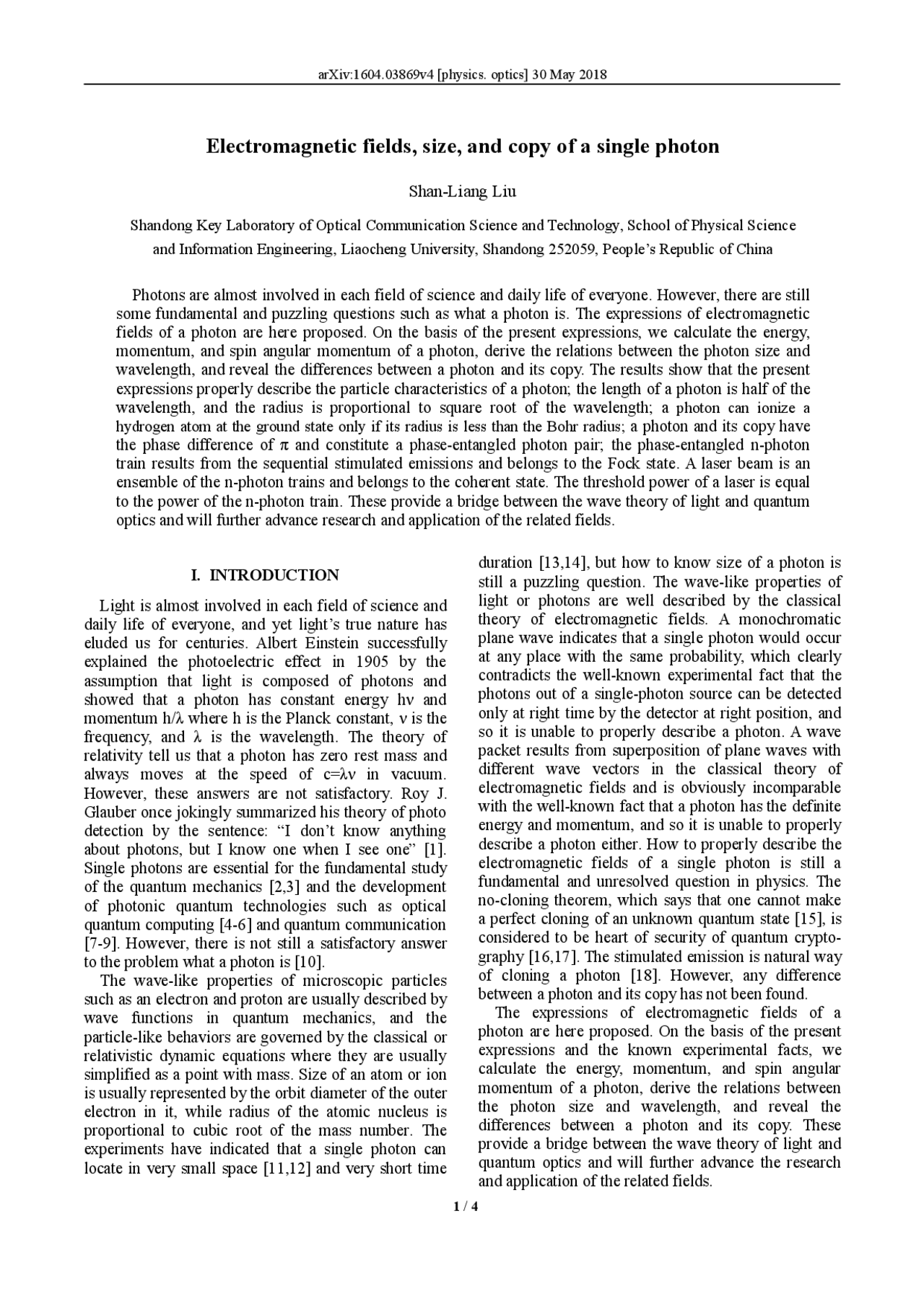 Electromagnetic Fields Size And Copy Of A Single Photon Exams