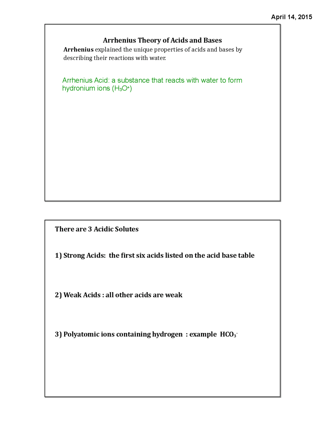 Arrhenius Theory of Acids and Bases Arrhenius Acid | Exercises Chemistry | Docsity