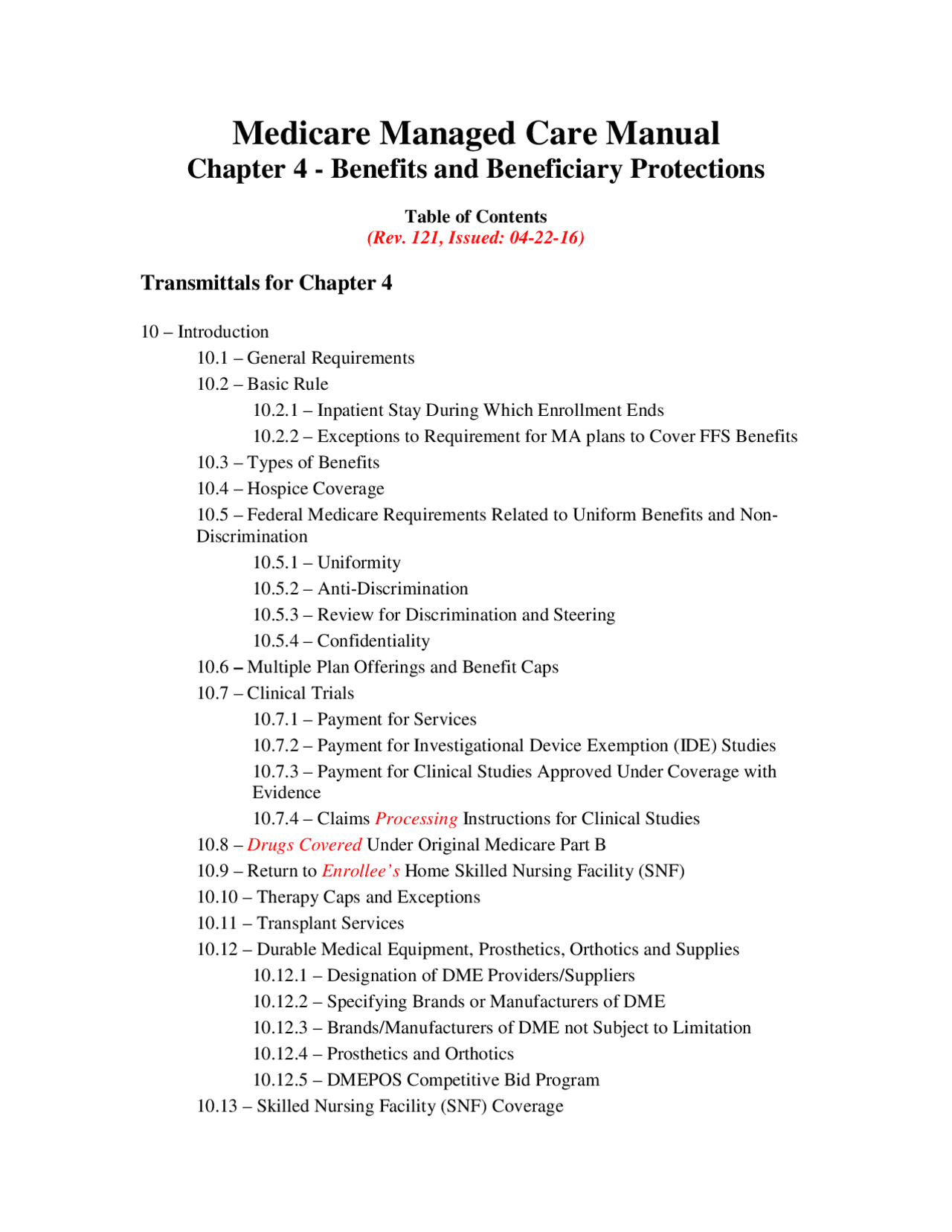 Medicare Managed Care Manual Chapter 4 | Study notes Nursing | Docsity
