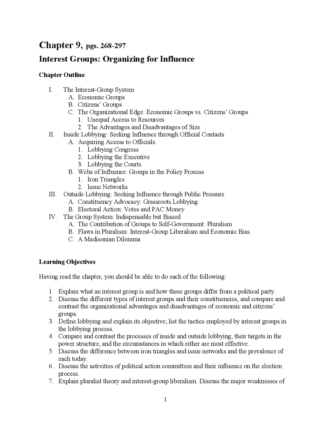 Interest Groups Organizing For Influence Lecture Notes Business