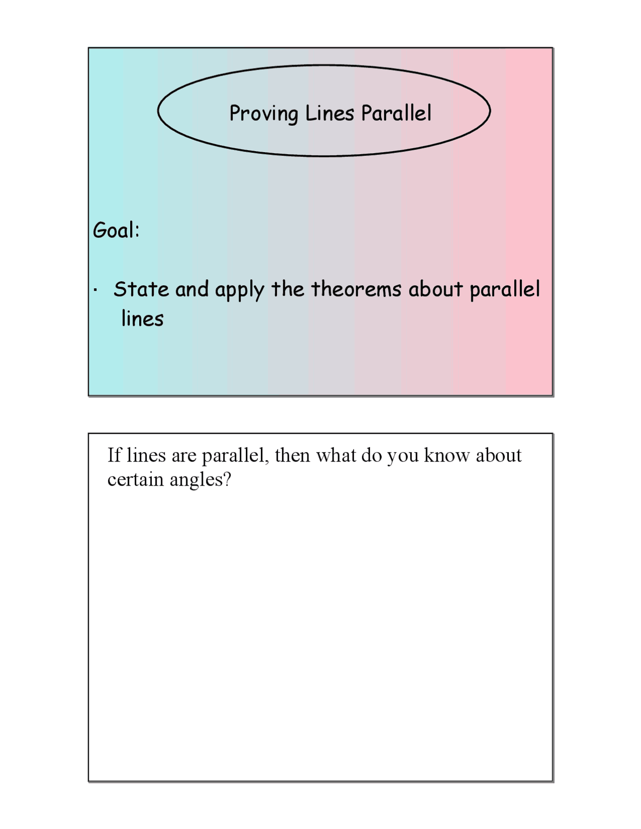 Proving Lines Parallel Goal | Lecture notes Geometry | Docsity