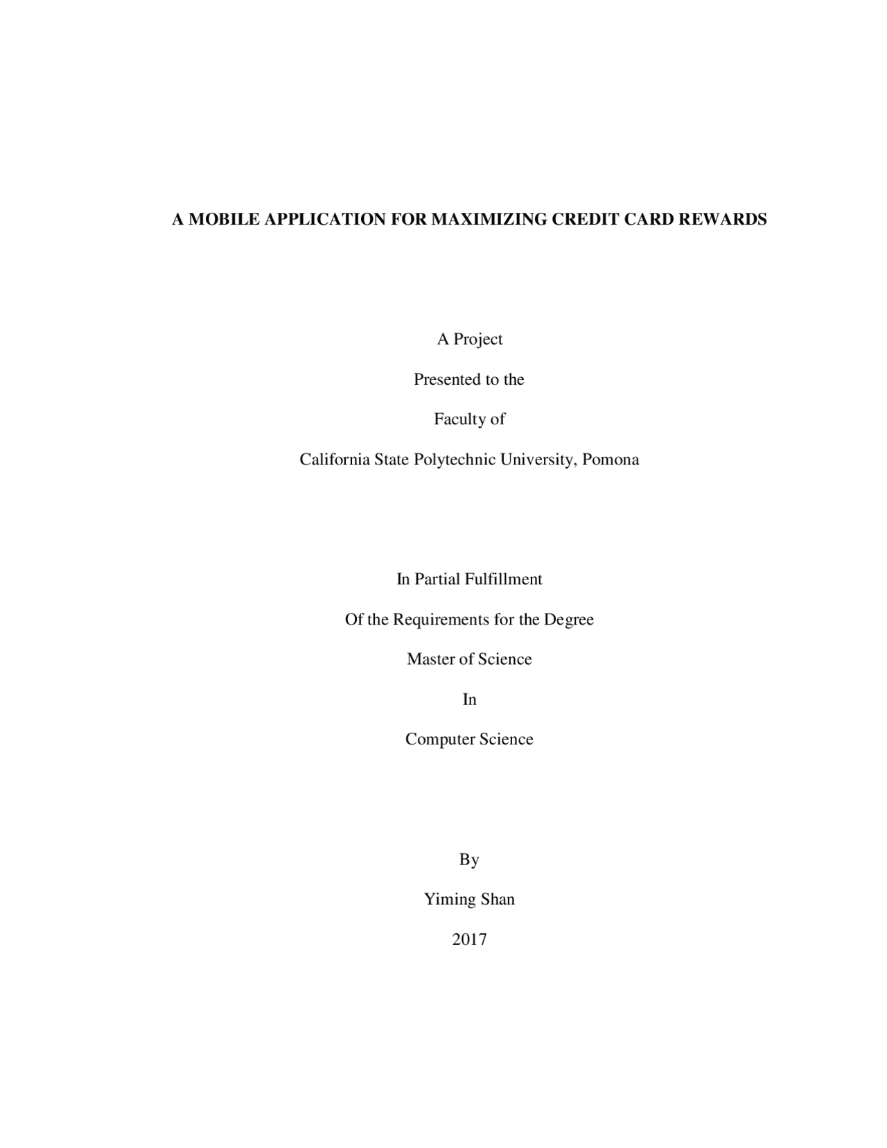 A Mobile Application For Maximizing Credit Card Rewards Lecture Notes