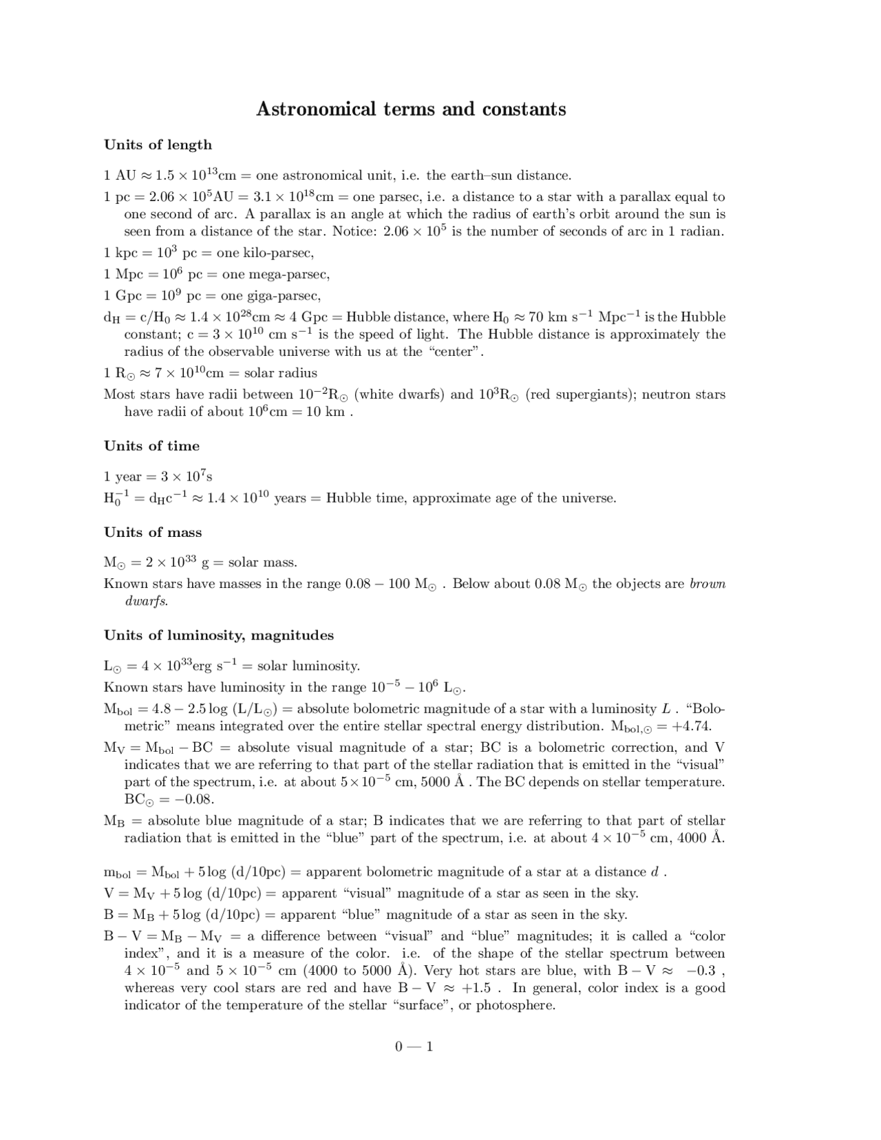 Astronomical Terms And Constants Exams Astronomy Docsity