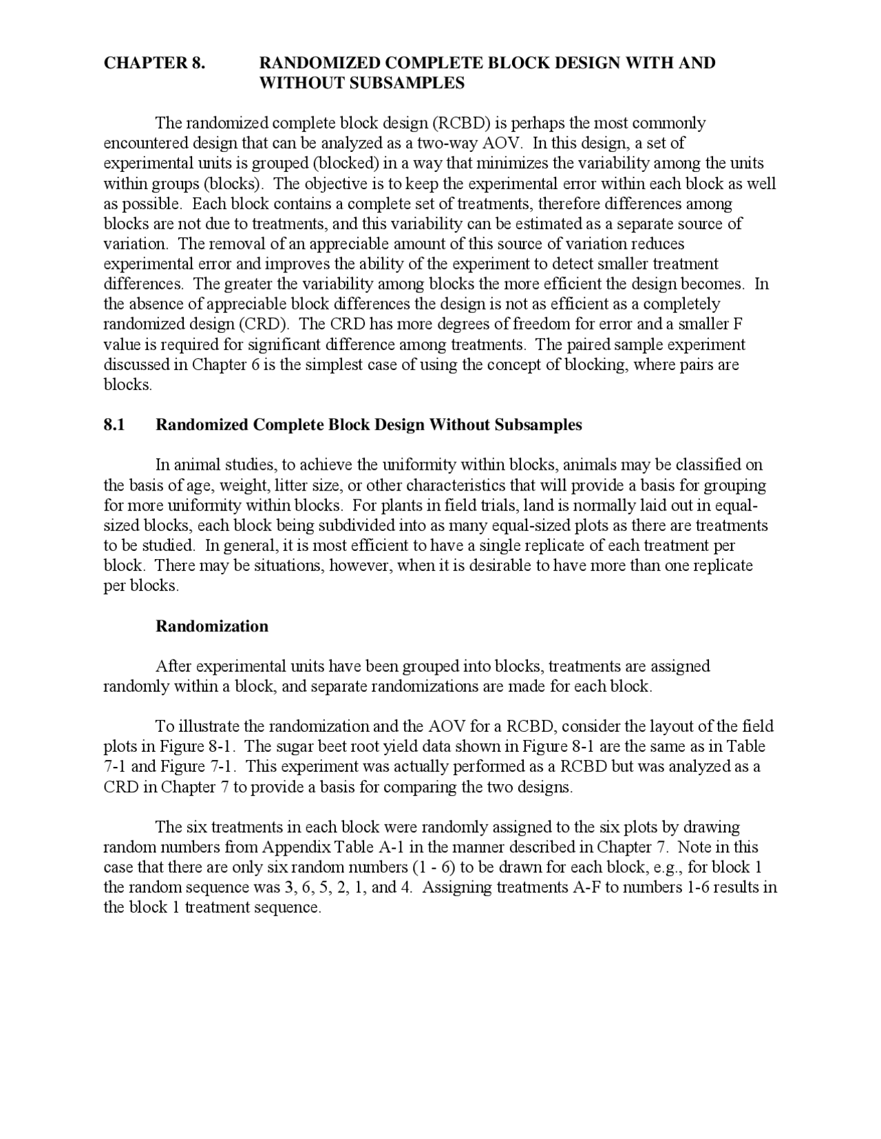 CHAPTER 8. RANDOMIZED COMPLETE BLOCK DESIGN ... | Study notes Design ...