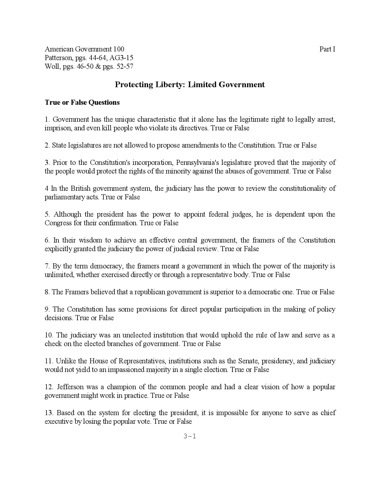 Protecting Liberty: Limited Government | Slides Law | Docsity