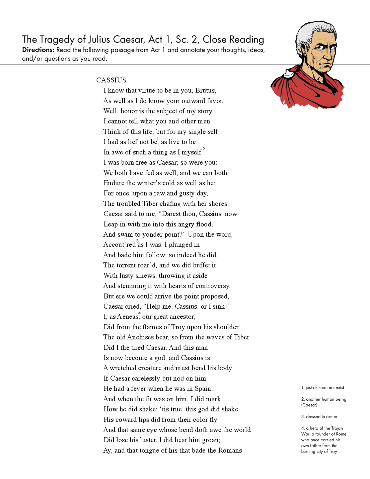 The Tragedy of Julius Caesar, Act 1, Sc. 2, Close Reading | Summaries ...