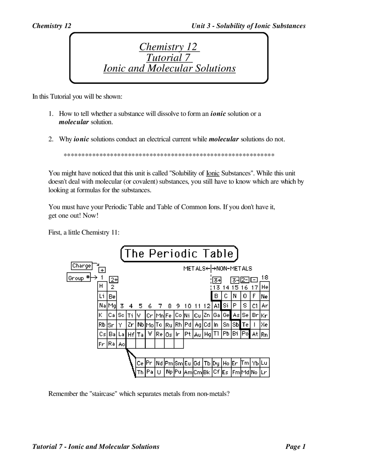 Chemistry 12 Tutorial 7 Ionic and Molecular Solutions | Exercises ...