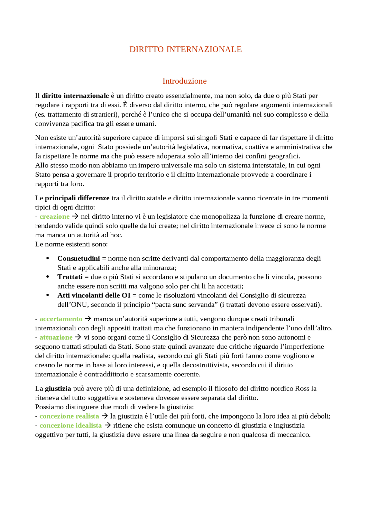 Diritto internazionale programma 6 cfu | Appunti di Diritto Internazionale | Docsity