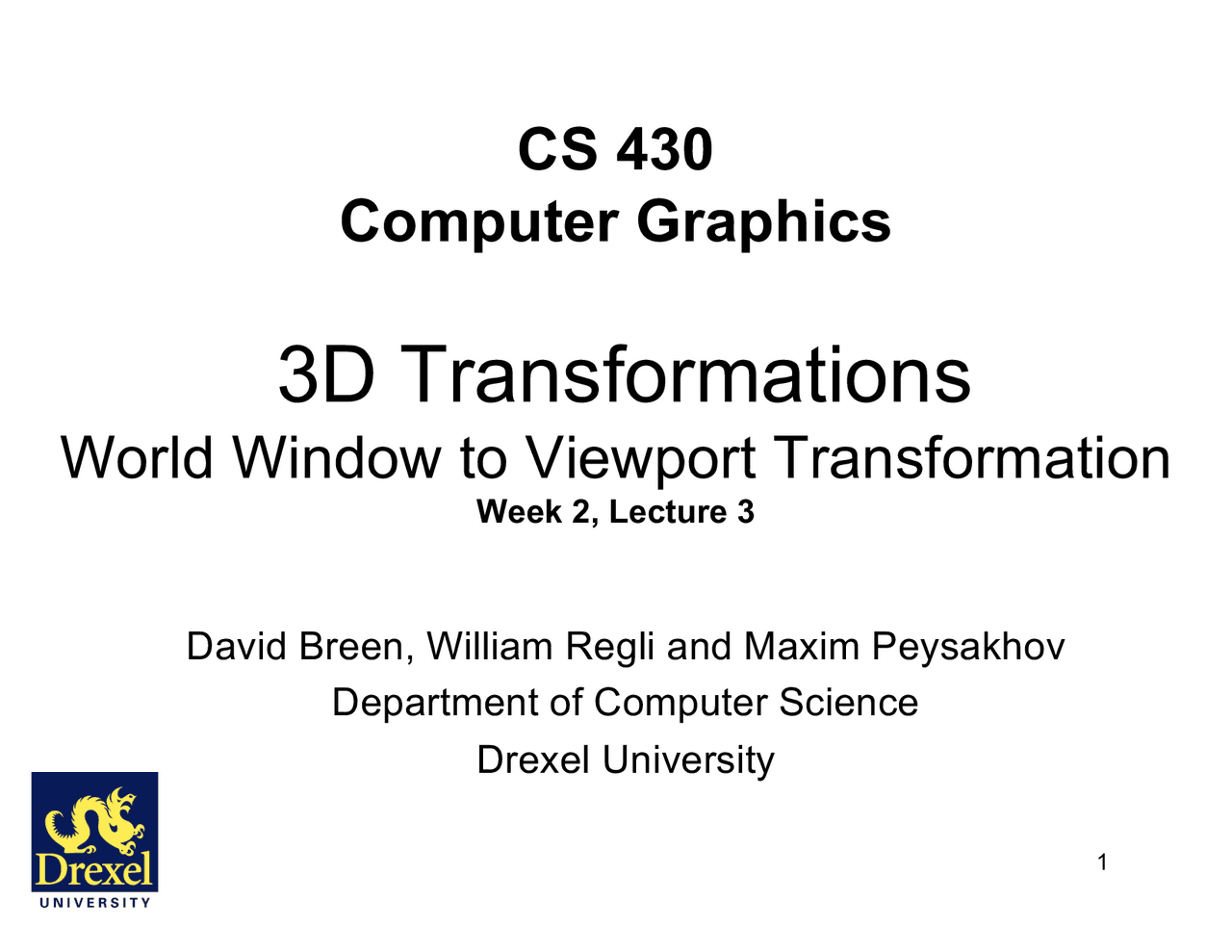 3d Transformations Schemes And Mind Maps Computer Science Docsity
