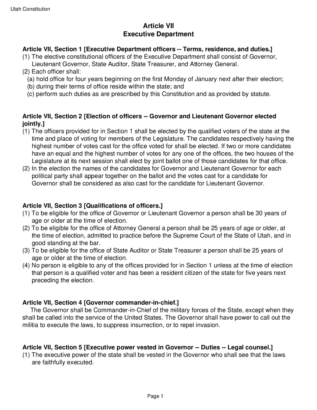 Article VII Executive Department | Schemes and Mind Maps Acting | Docsity