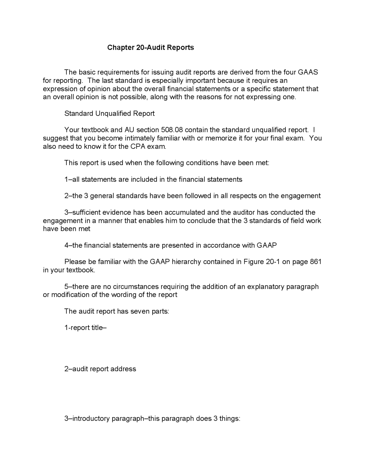 Chapter 20 Audit Reports The Basic Requirements For Issuing