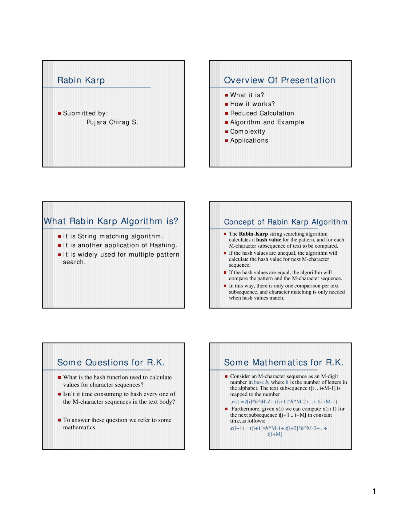 Rabin Karp Summaries Mathematics Docsity
