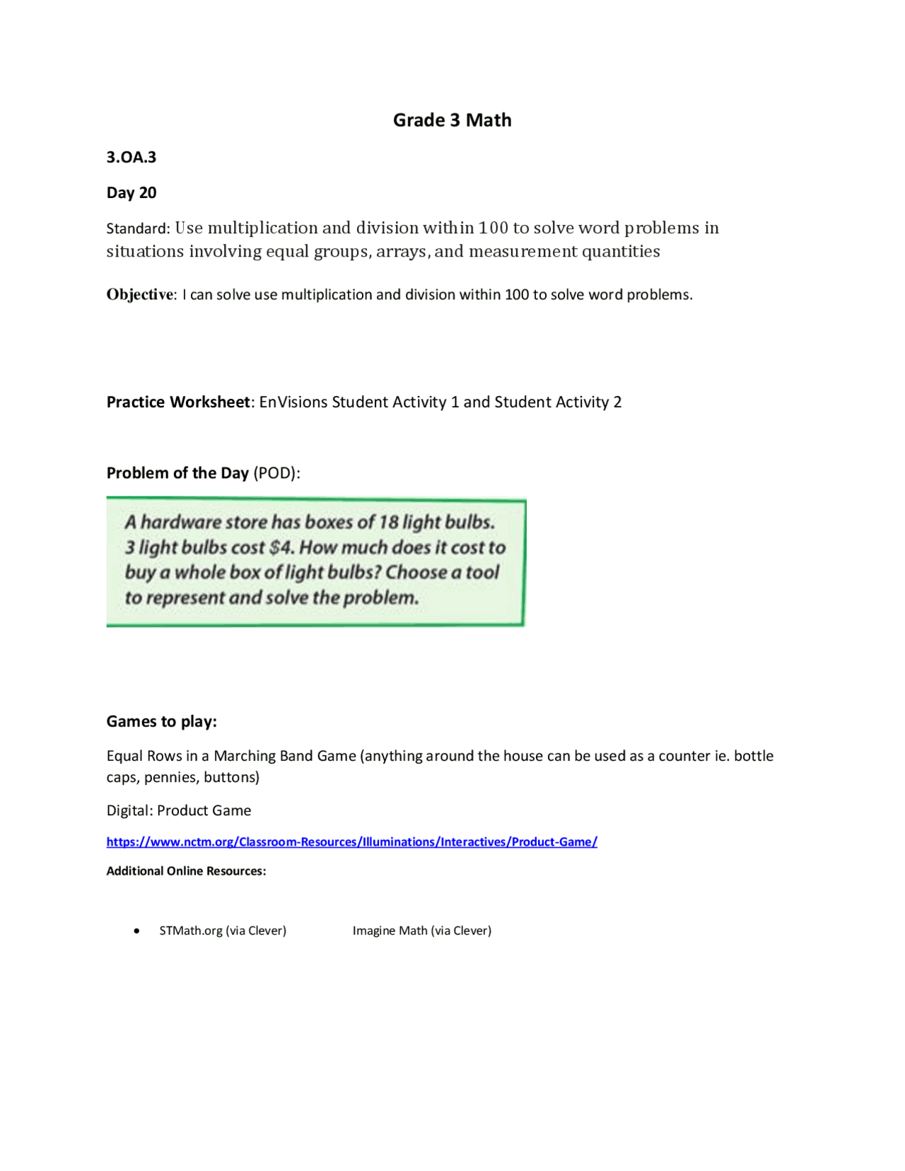 Grade 3 Math Exams Mathematics Docsity