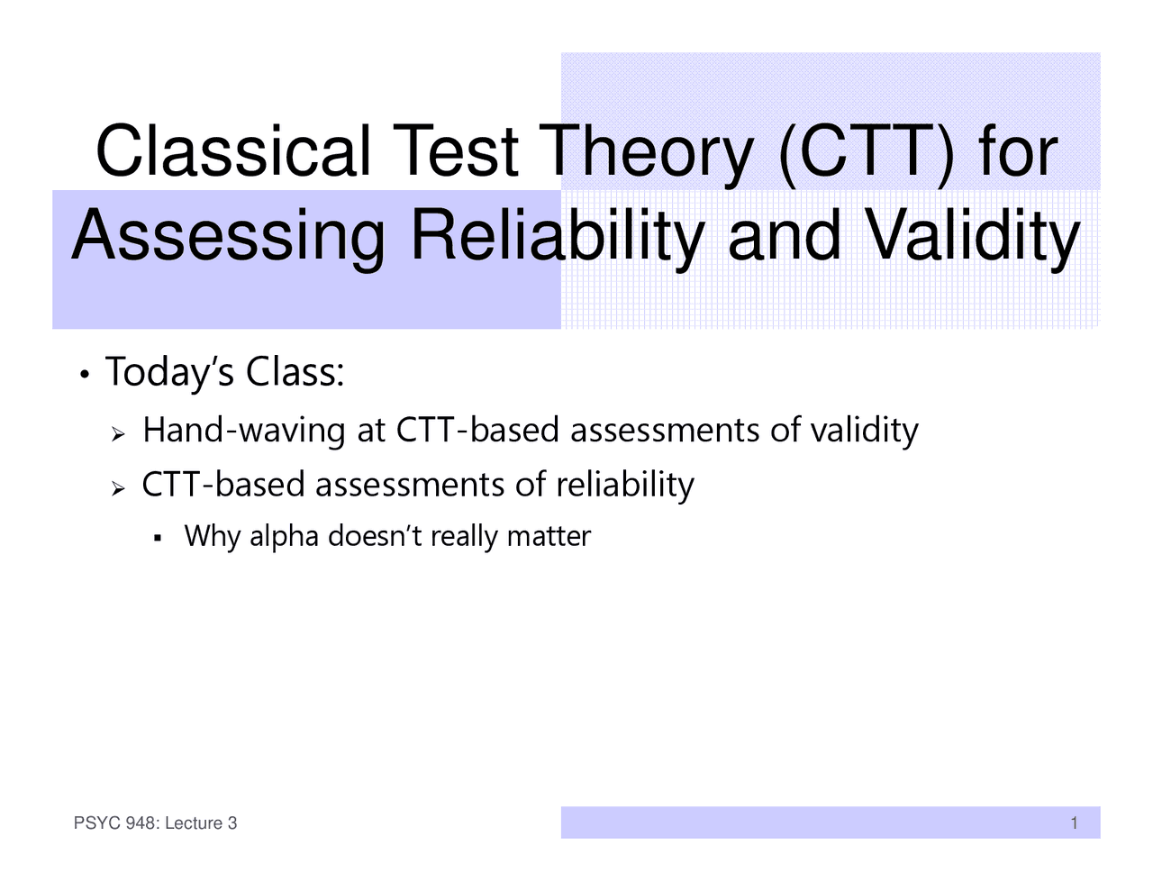 Classical Test Theory Ctt For Assessing Reliability And Exams Logic Docsity