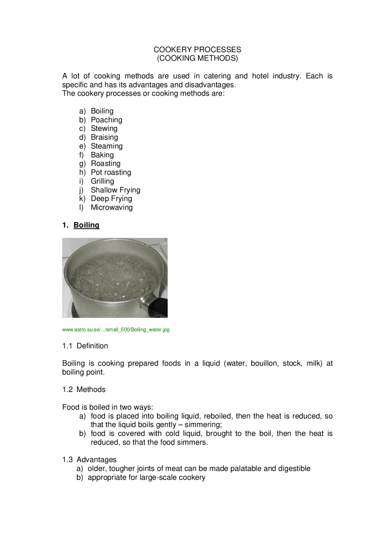 COOKERY PROCESSES (COOKING METHODS) A lot of ... | Study notes ...