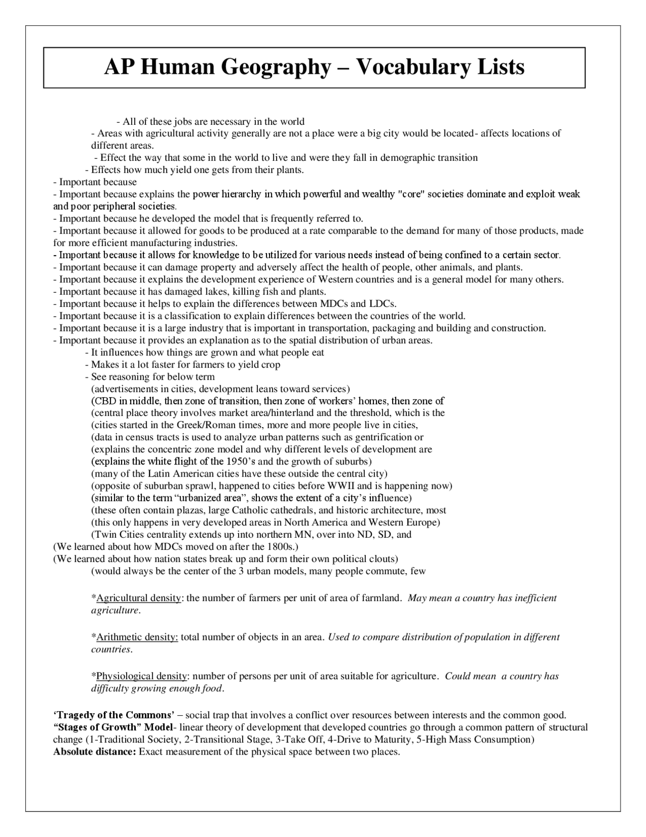 AP Human Geography Vocabulary List: Key Terms and Concepts | Exams ...