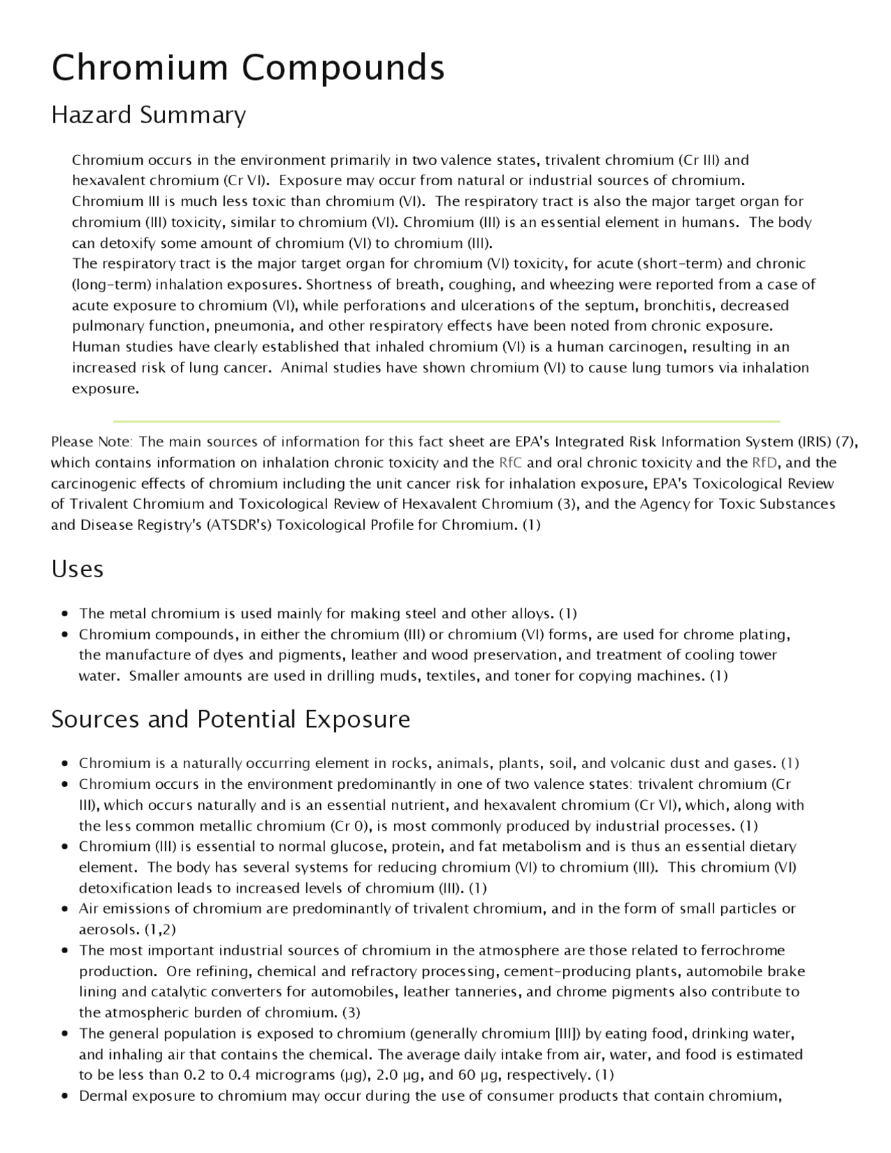 Chromium Compounds | Study notes Public Health | Docsity
