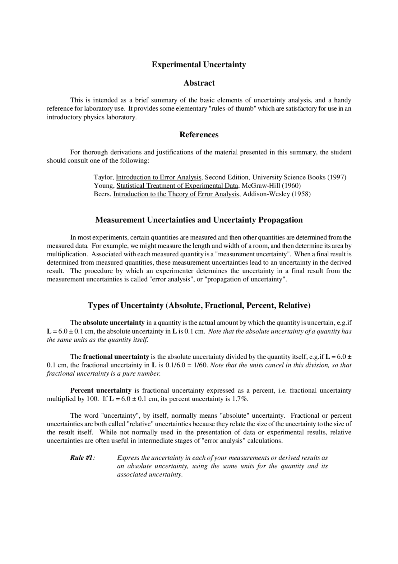 Experimental Uncertainty | Slides Physics | Docsity