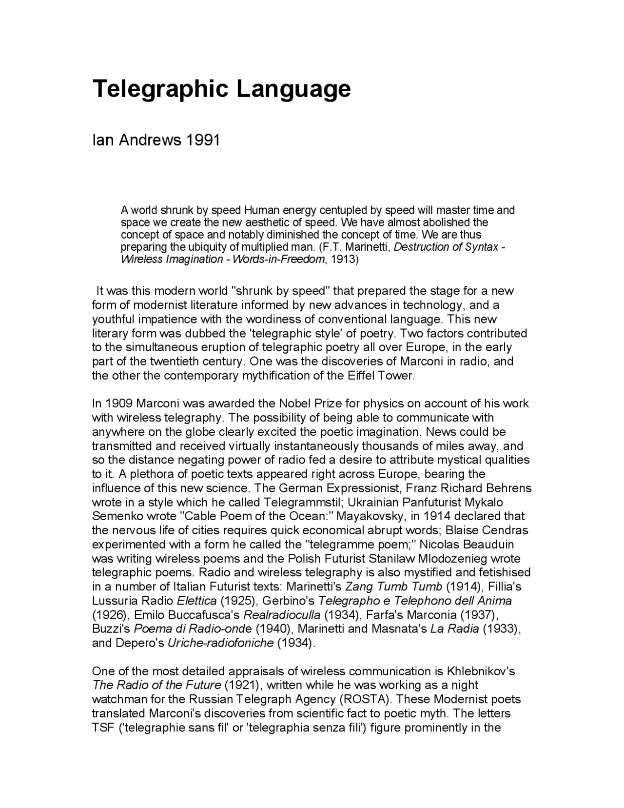 Telegraphic Language | Summaries Russian | Docsity Telegraphic Language | Summaries Russian | Docsity