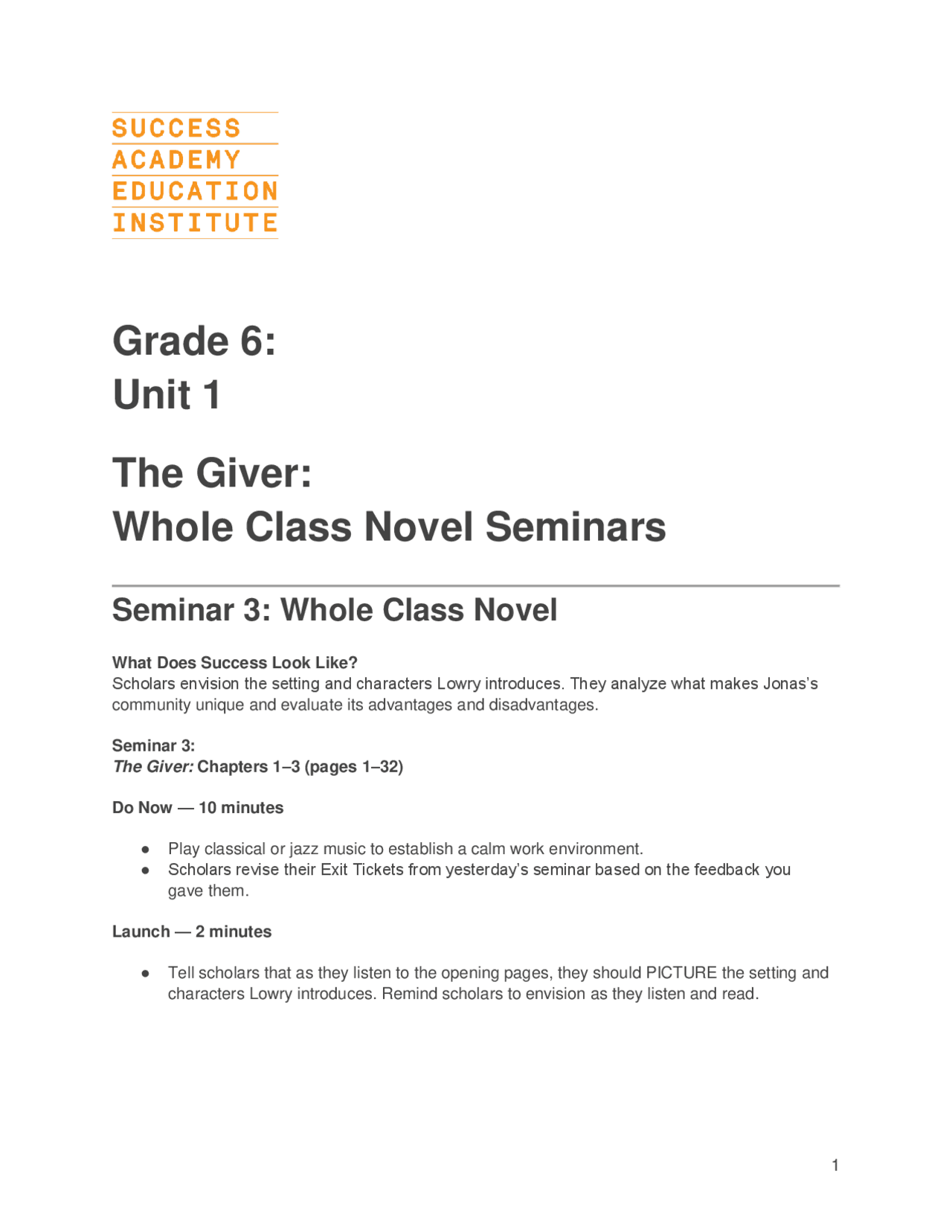 Grade 6: Unit 1 The Giver: Whole Class Novel Seminars | Slides Jazz ...