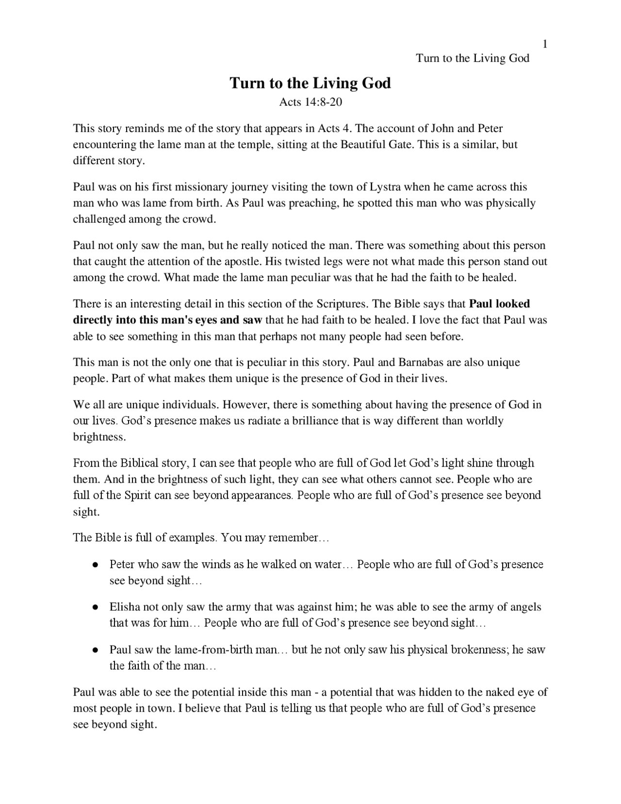 Turn to the Living God | Schemes and Mind Maps Philosophy | Docsity