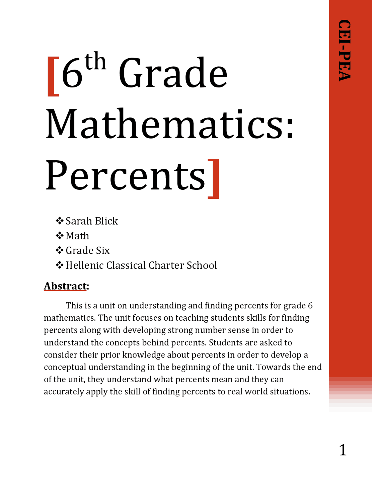 6th Grade Mathematics | Lecture notes Mathematics | Docsity