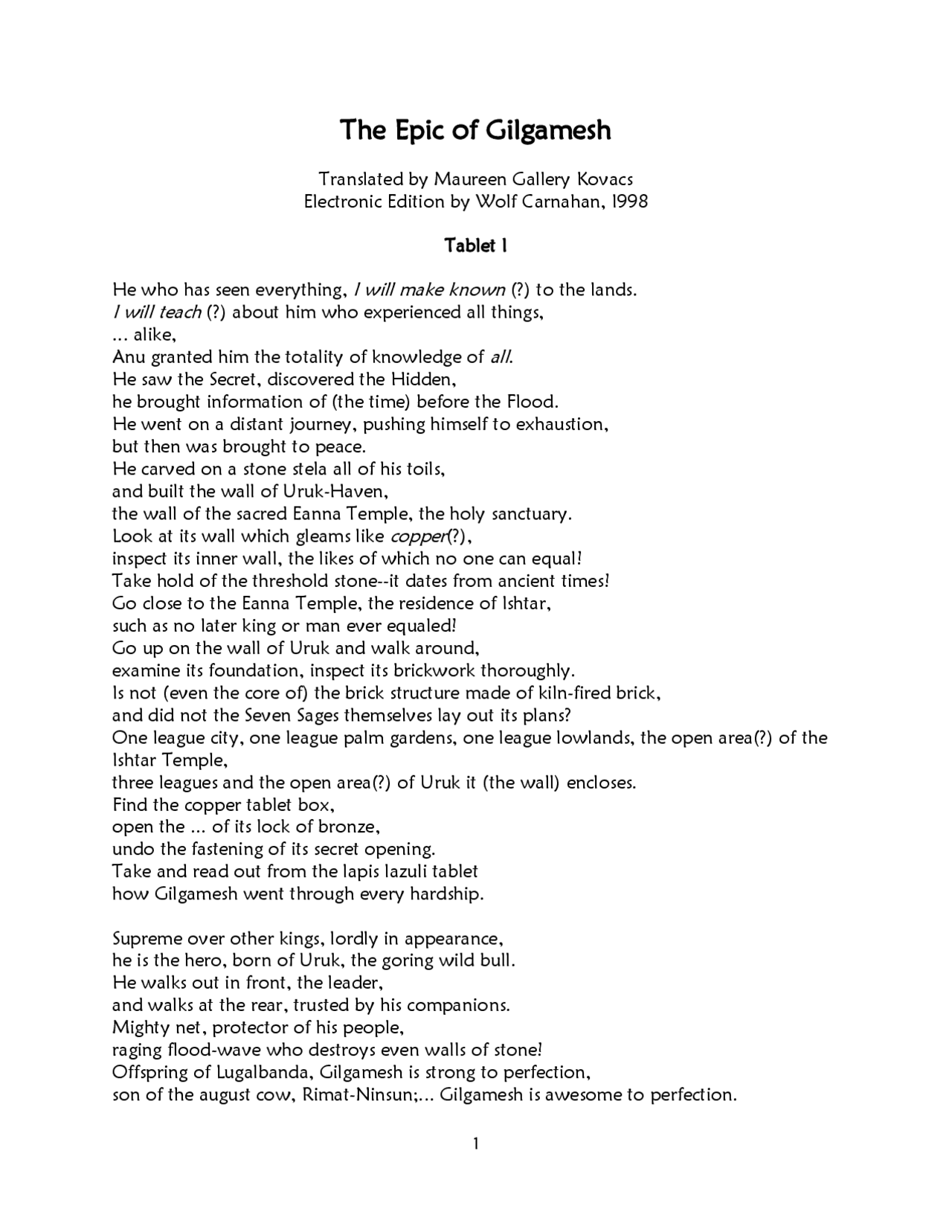 The Epic of Gilgamesh | Slides Voice | Docsity